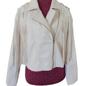 Main Strip | Jackets & Coats | Main Strip Cream Off White Fringed Short ...